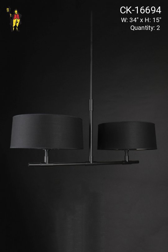 Black Two Fabric Shaded Linear Hanging Fixture | Hanging Fixtures ...