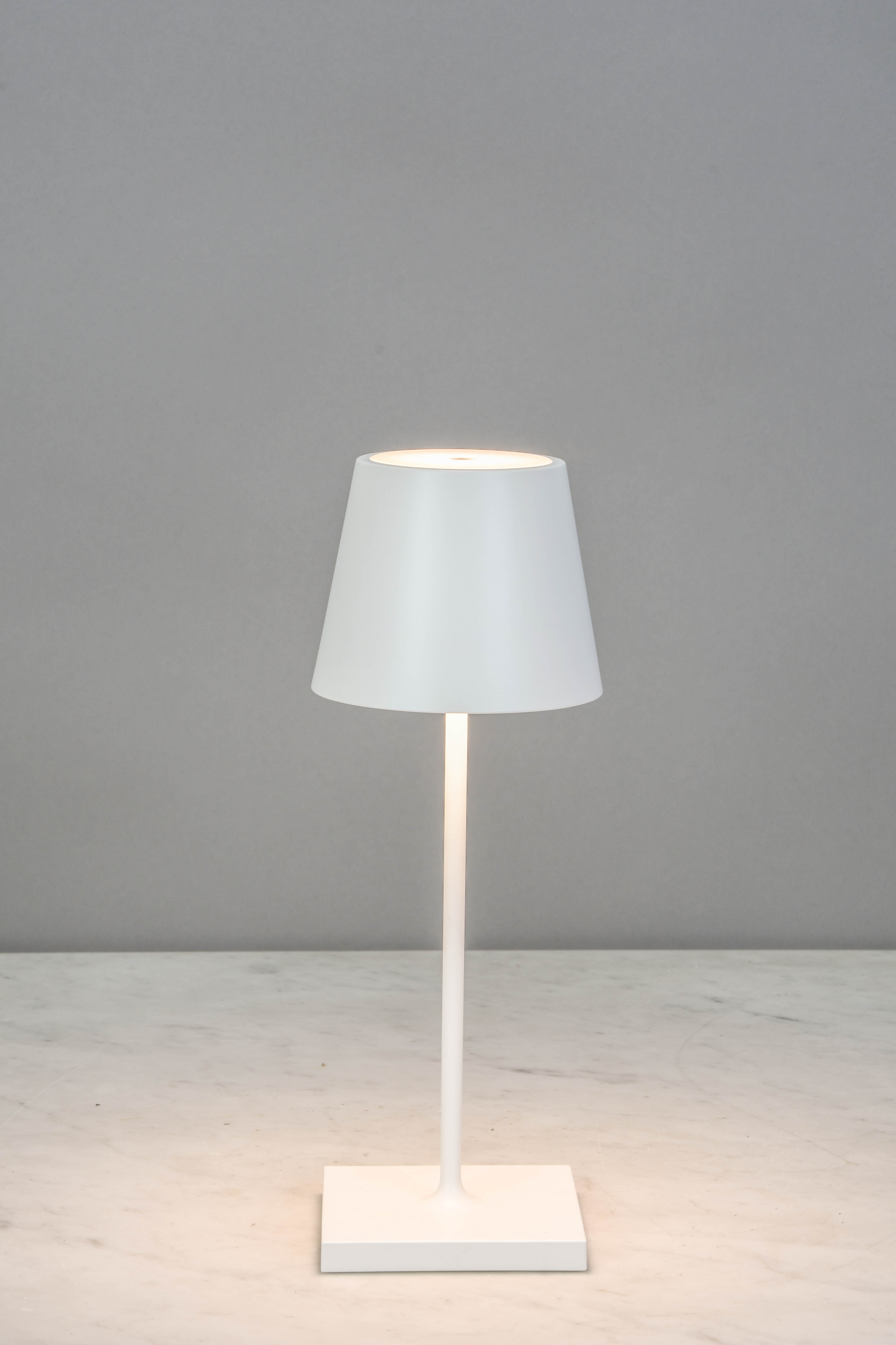 White Powder Coated LED Cafe Table Lamp (Wireless/Rechargeable ...