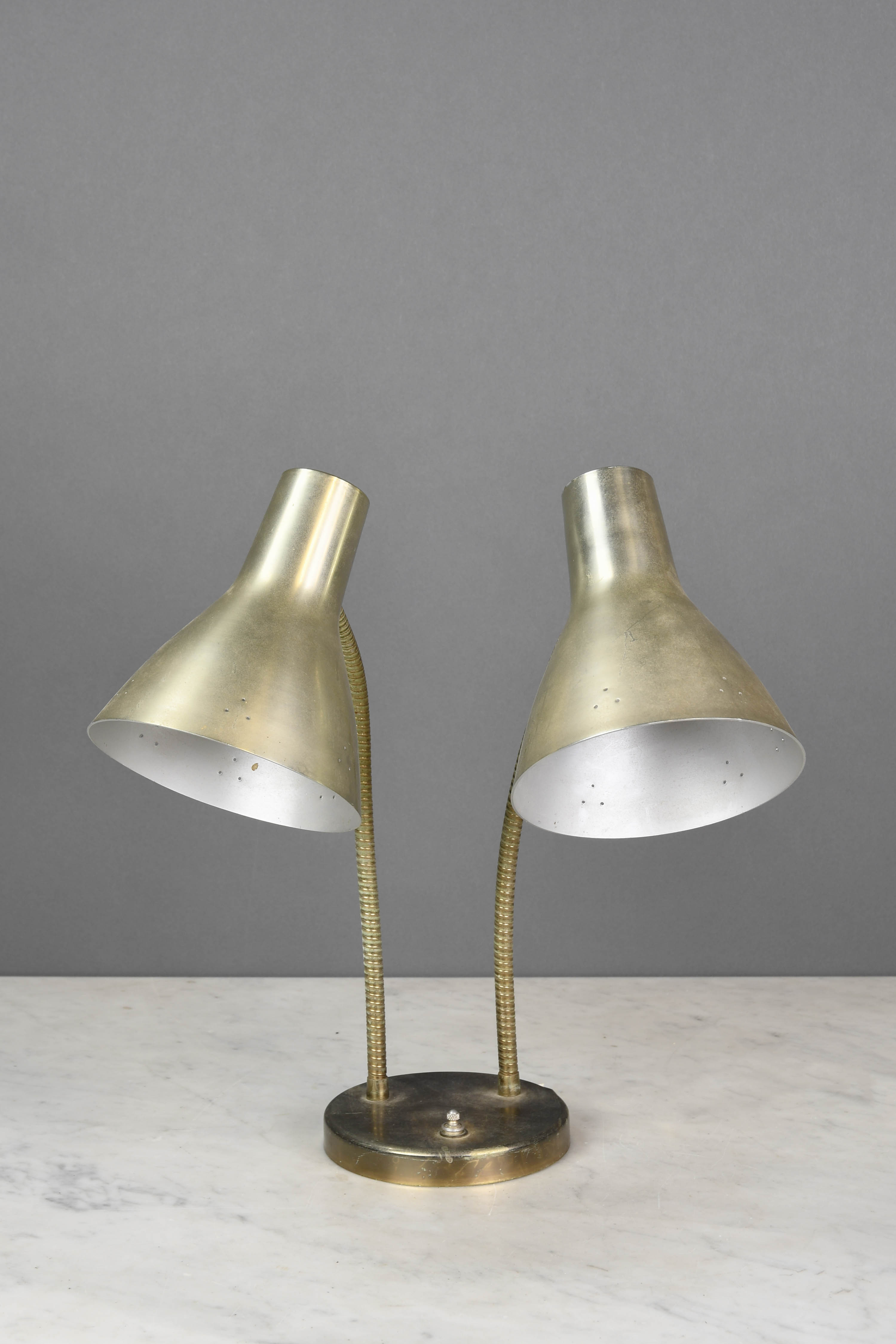 Two Light Gooseneck Pierced Brass Desk Lamp | Desk Lamps | Collection ...