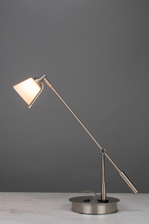 Adjustable Silver Desk Lamp w/Frosted Shade | Table Lamps | Collection ...