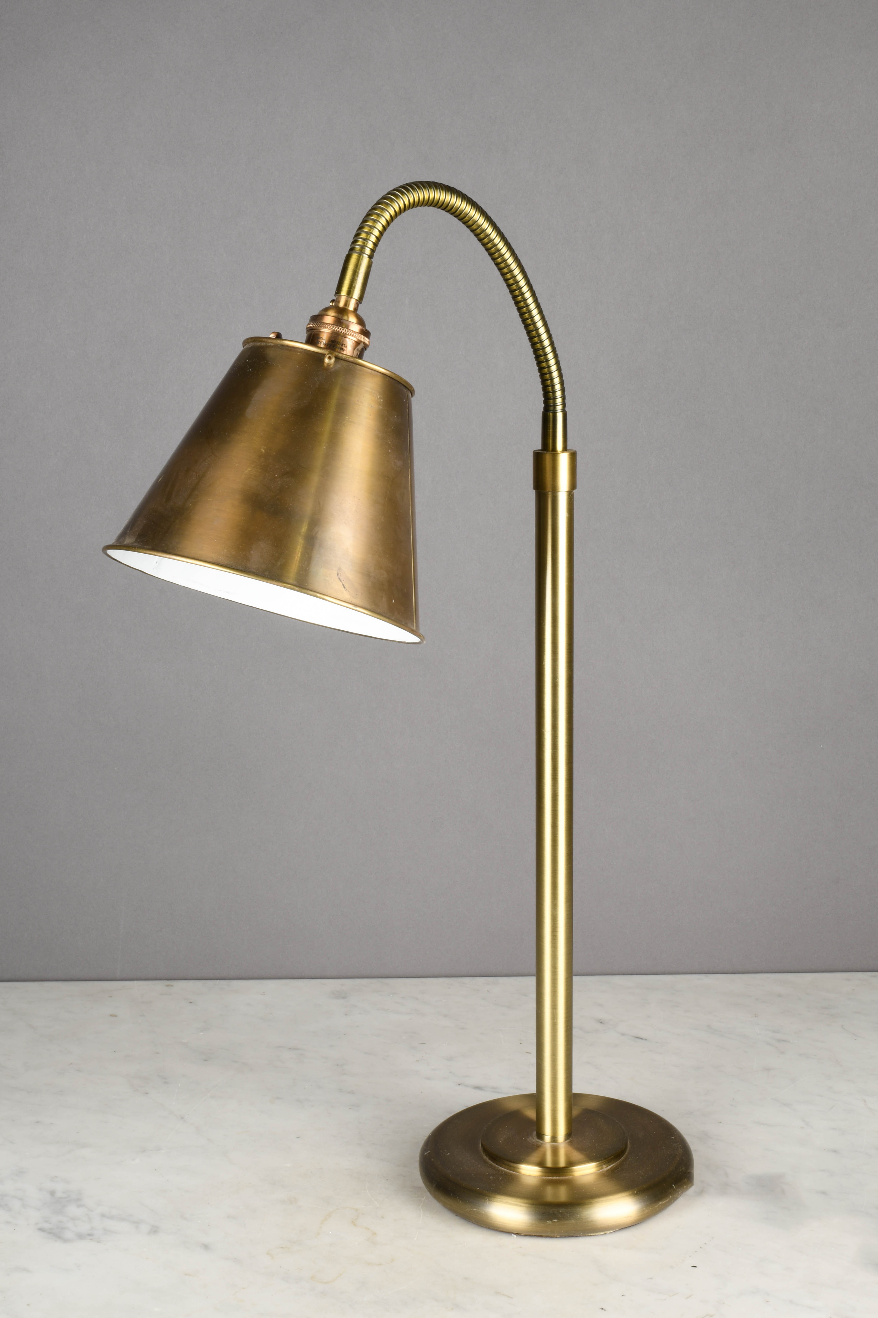 Brass Shaded Gooseneck Desk Lamp | Desk Lamps | Collection | City ...