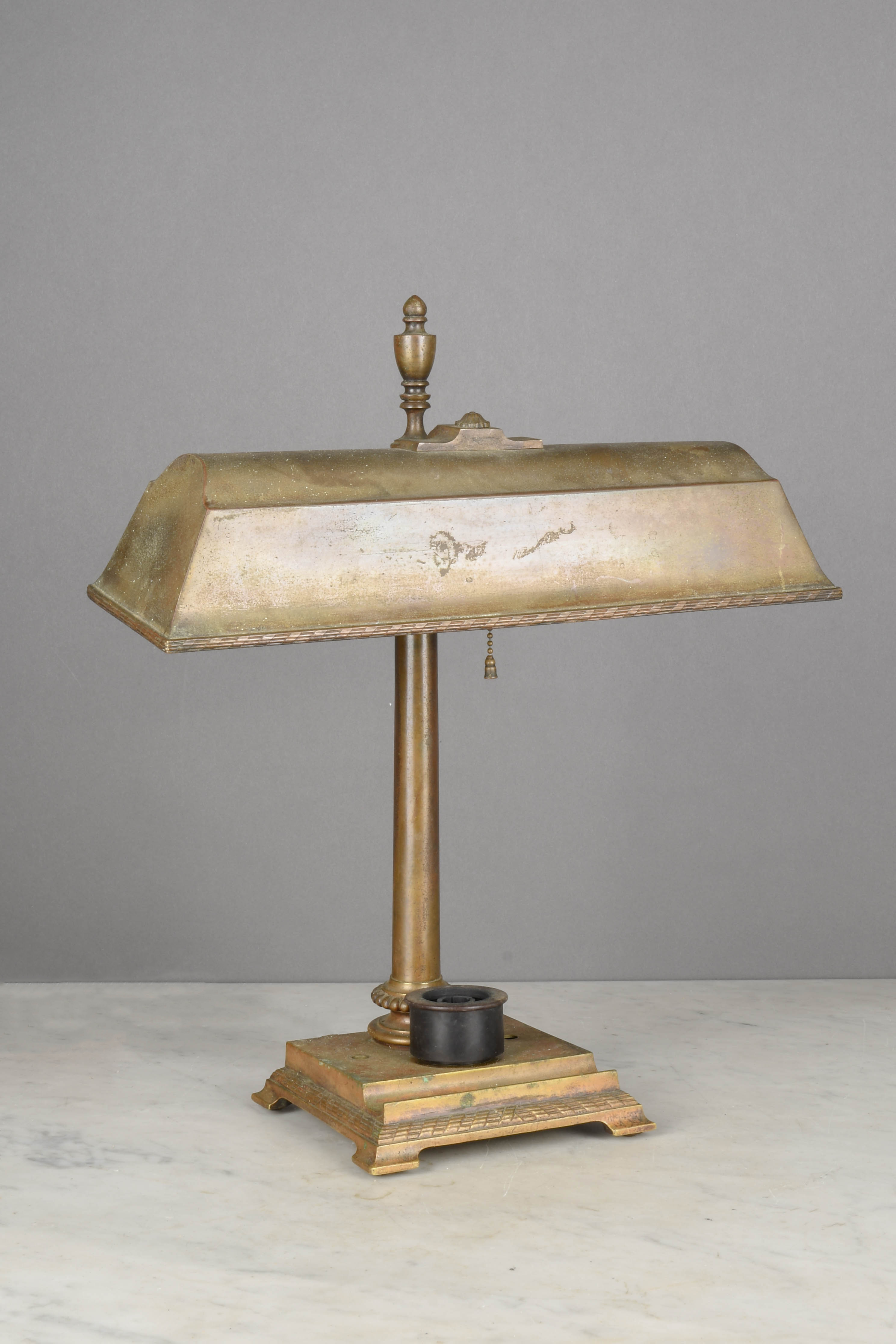 Antique Brass Distressed Metal Shaded Desk Lamp | Desk Lamps ...