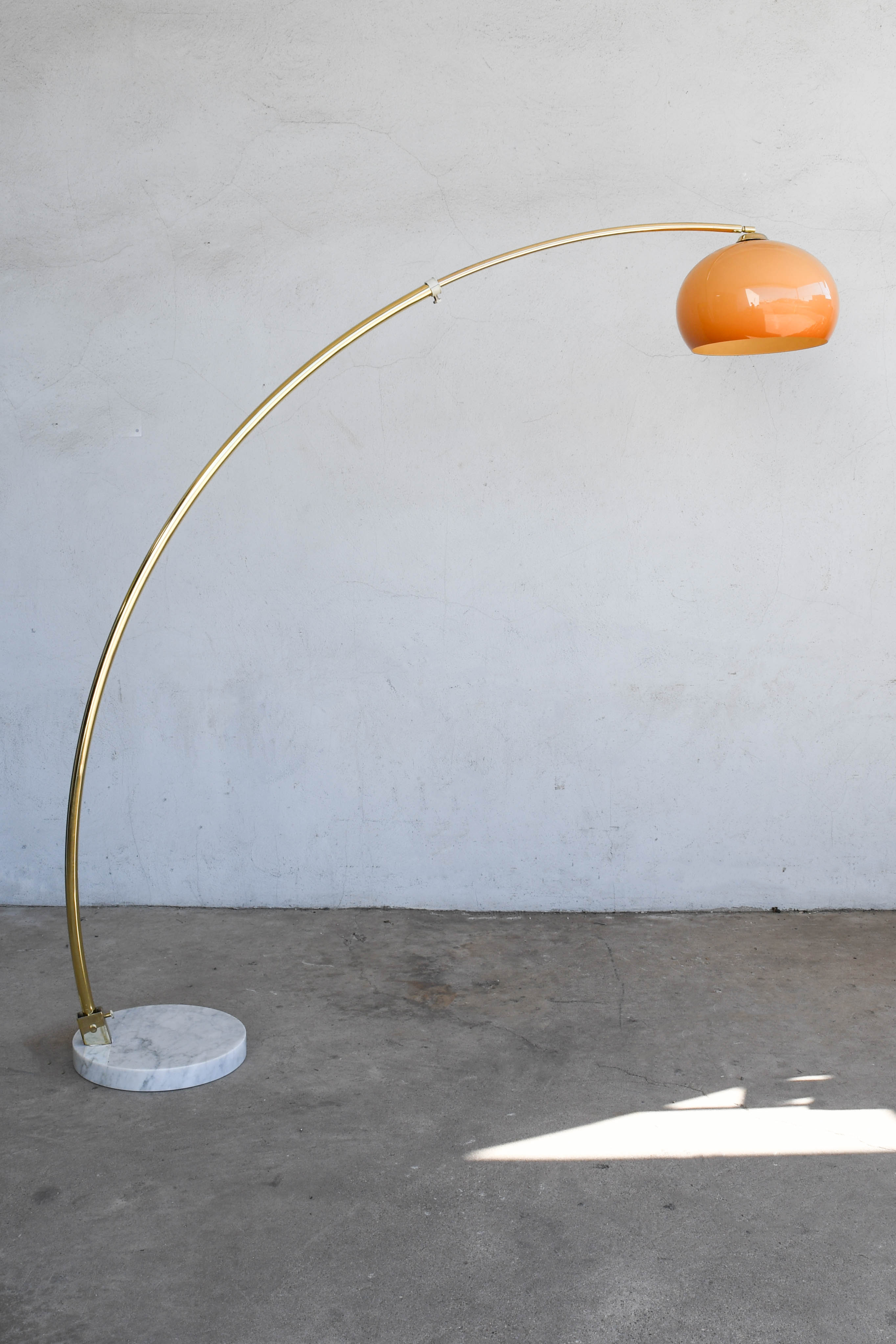 Marble Based Brass Arch Floor Lamp w/Amber Glass Shade | Floor Lamps ...