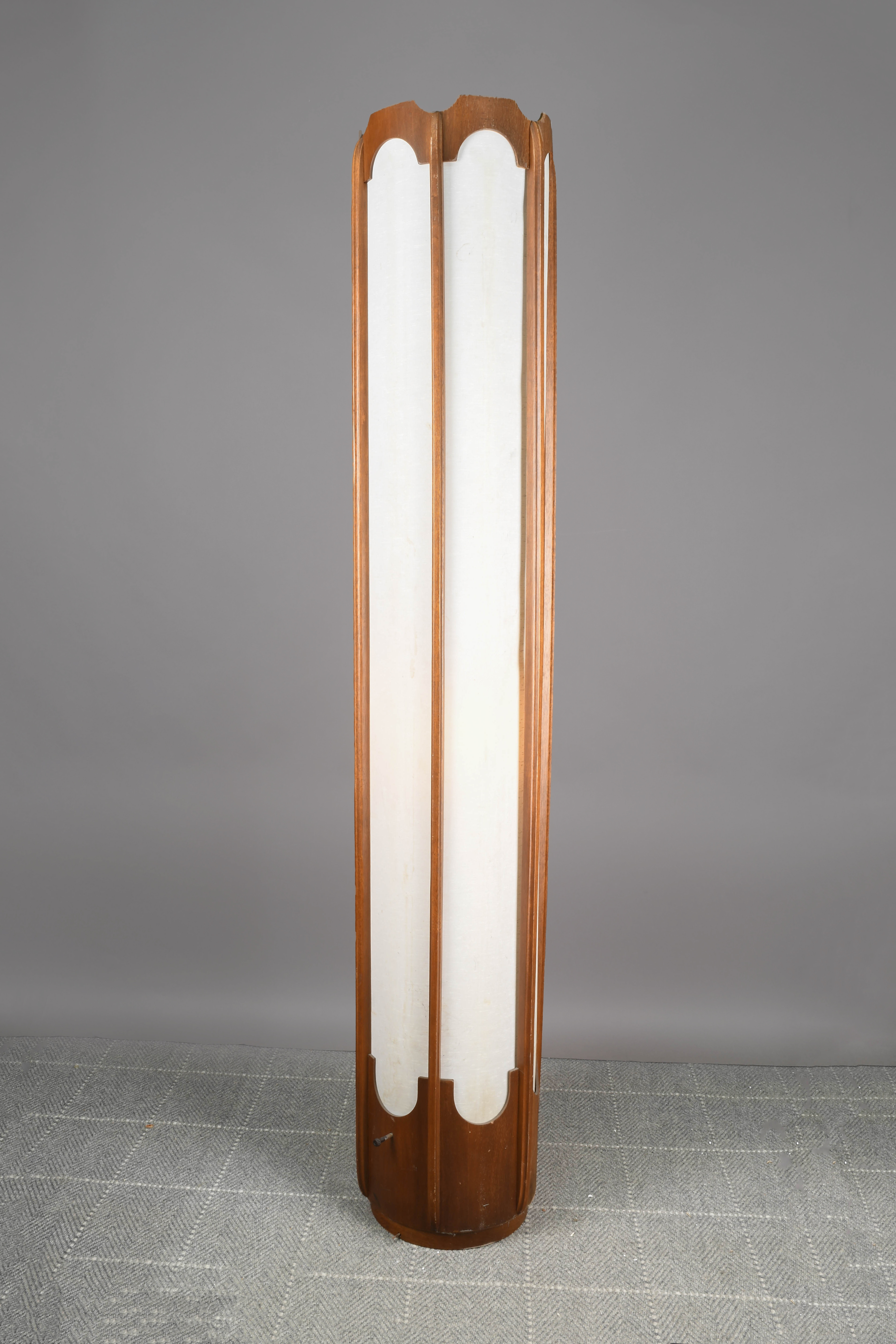 Wooden & Fabric Shaded Tall Mid Century Floor Lamp (Signs of Distress ...