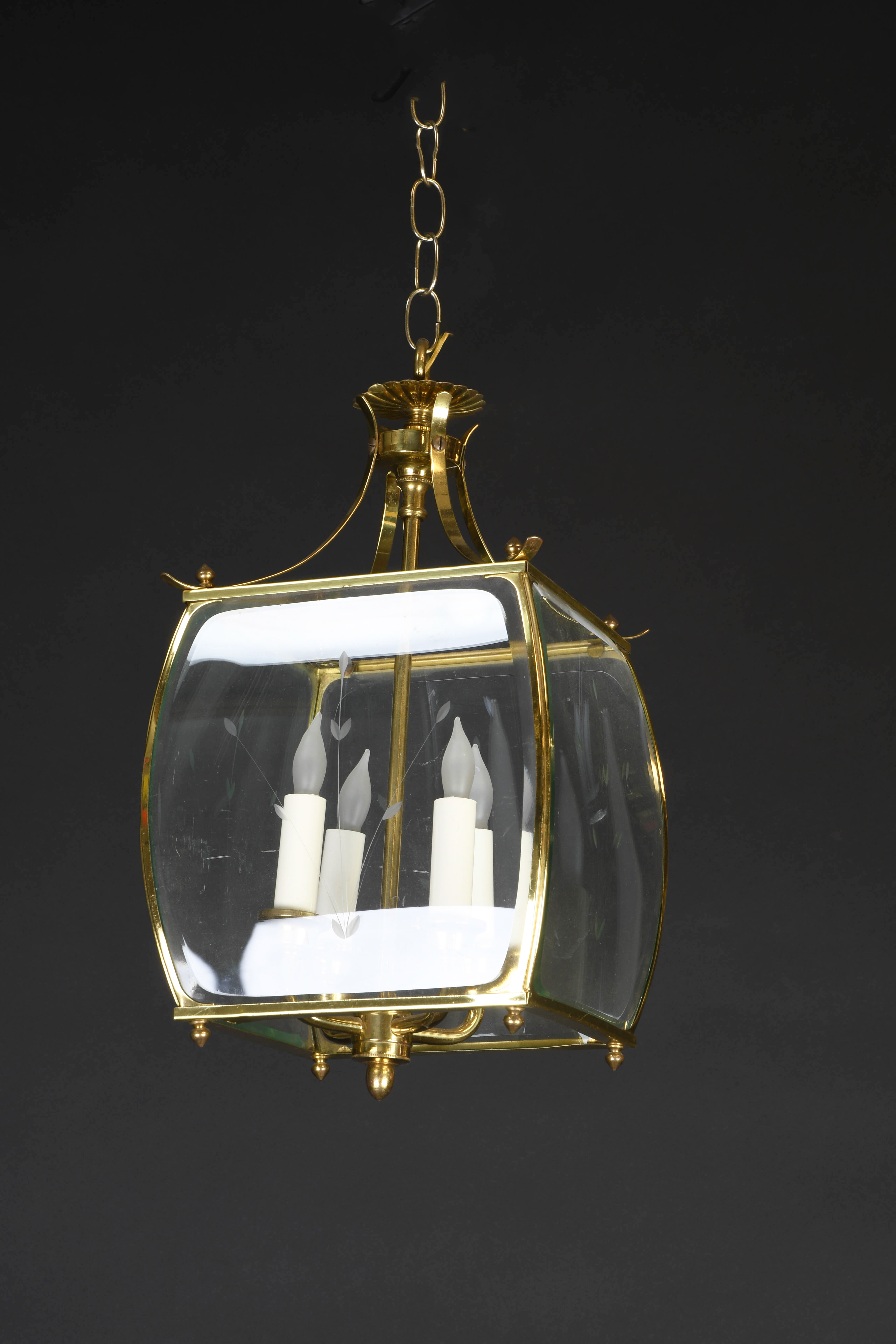Curved Glass & Brass Hanging Lantern | Hanging Fixtures | Collection ...