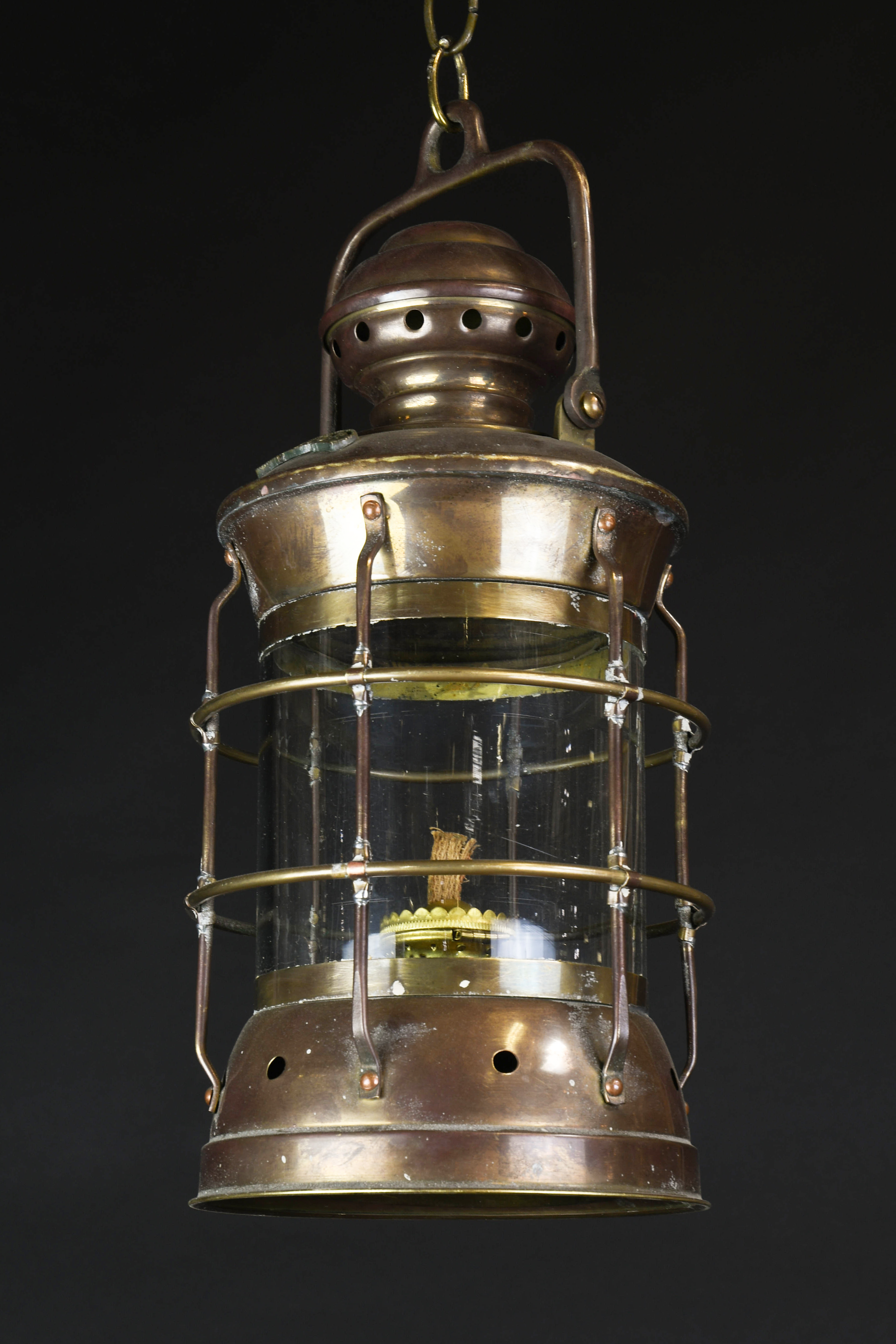Authentic Non-Electric Oil Light Brass Hanging Lantern | Hanging ...