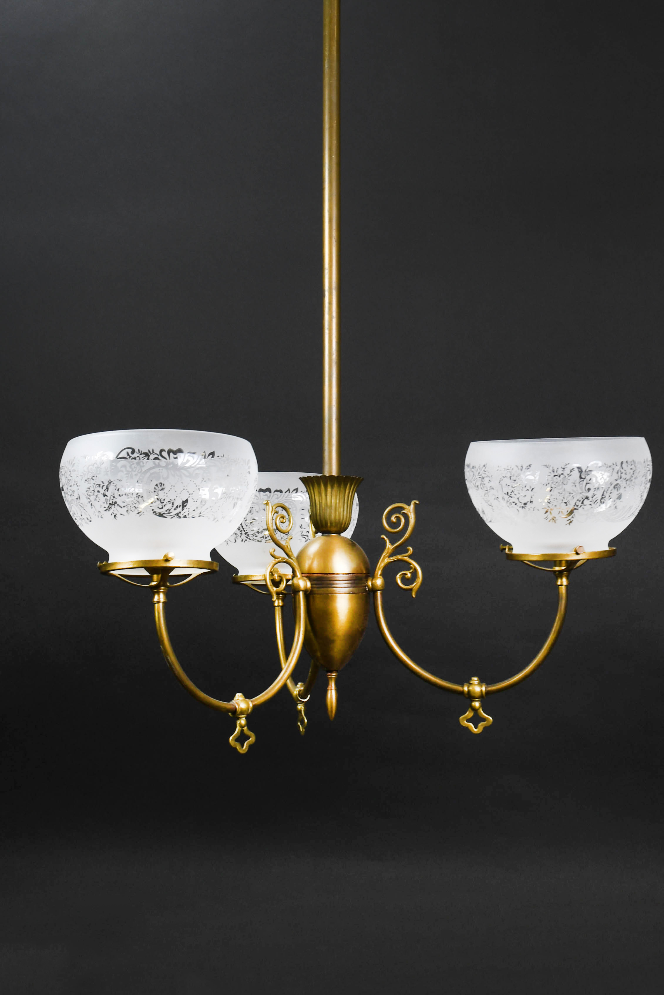 Brass Three Light Victorian Style Chandelier | Hanging Fixtures ...