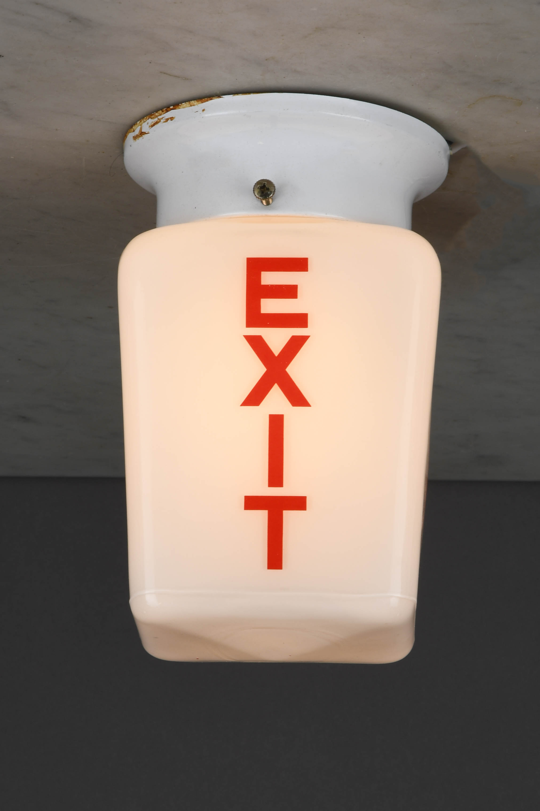 Vintage Flushmount Three Sided "Exit" Globe | Hanging Fixtures ...