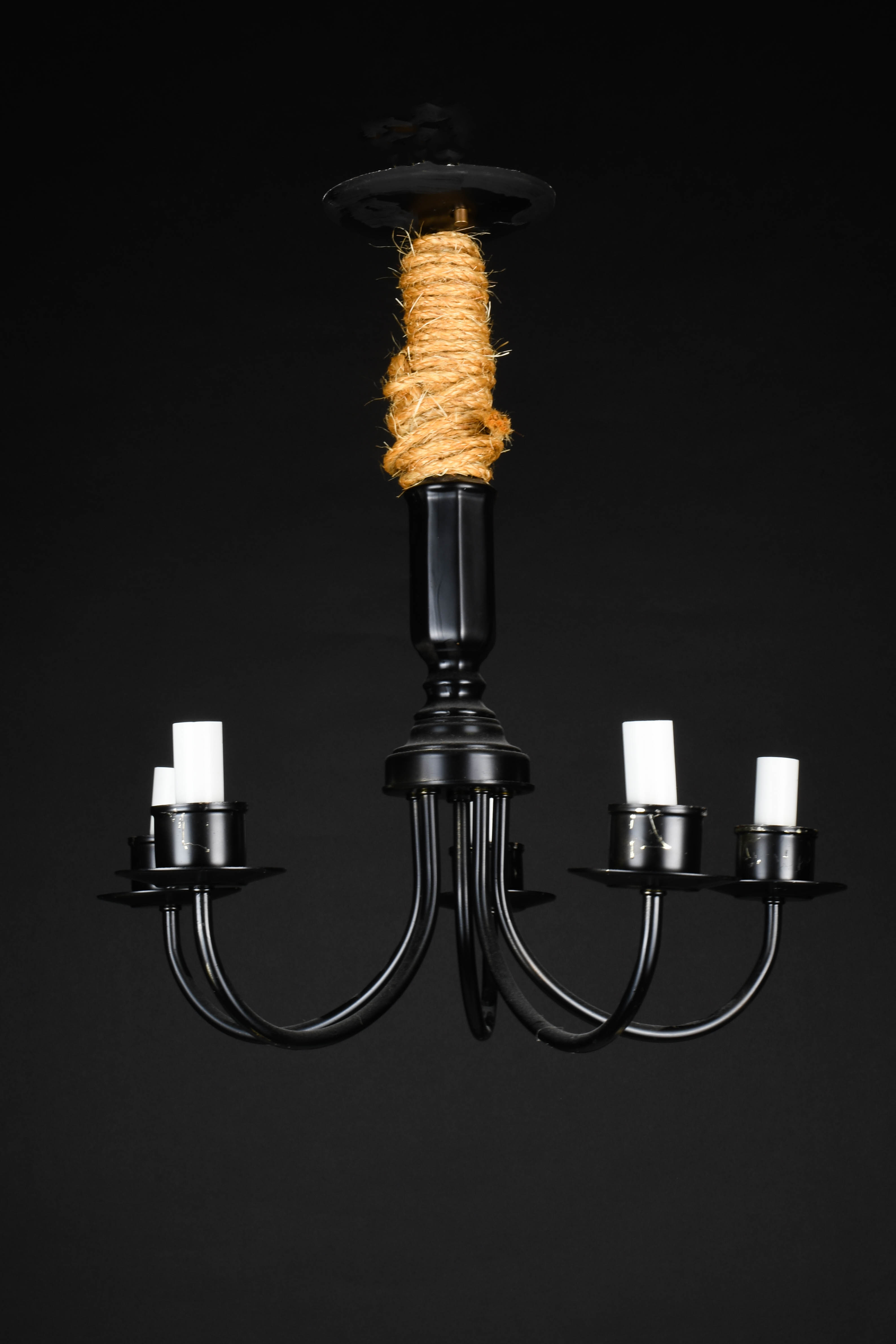 Black Five Light Nautical Rope Traditional Chandelier | Hanging ...