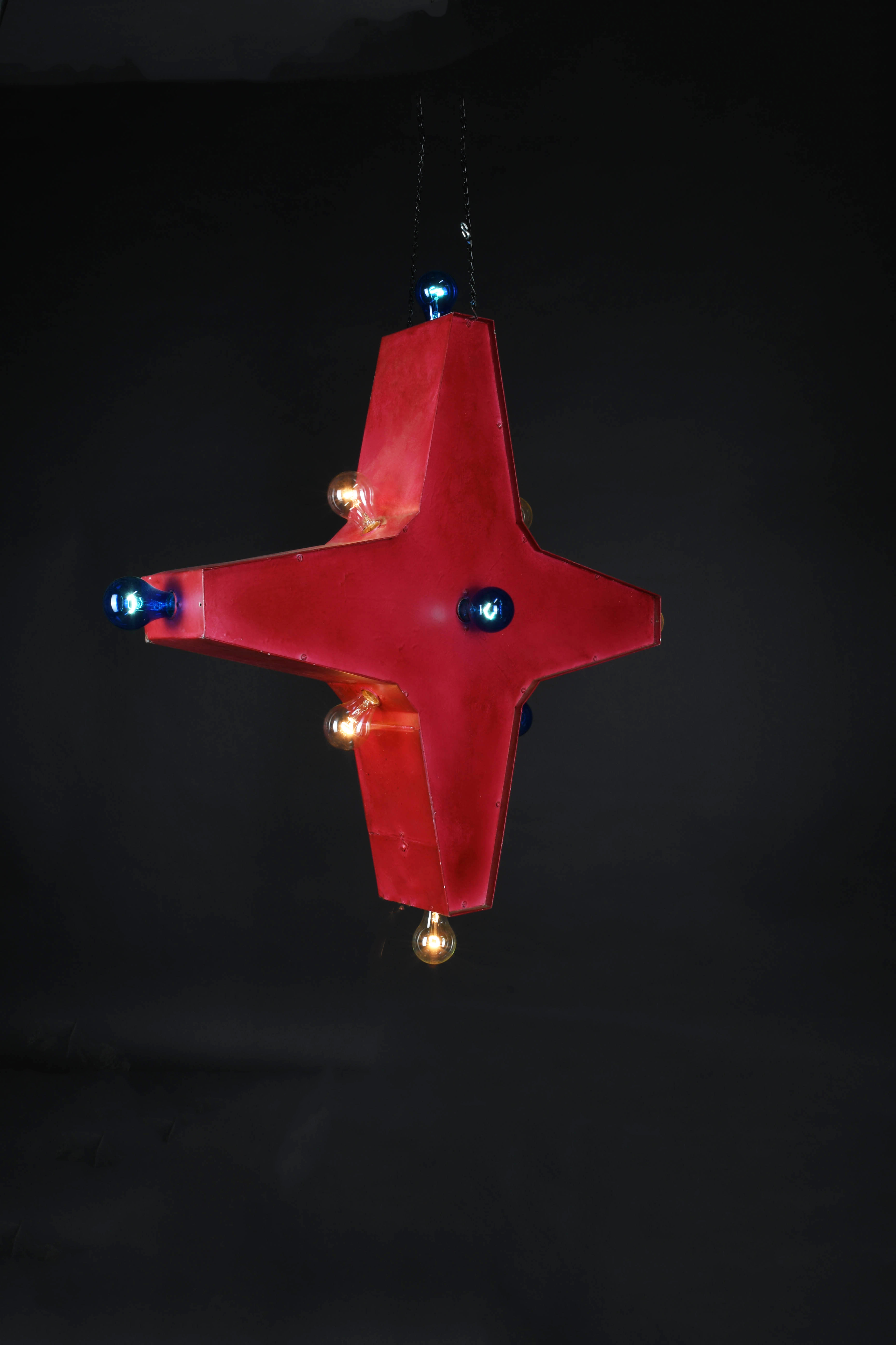 Red Mid Century Star Pendant w/ Flashing/Strobe Sockets` | Hanging ...
