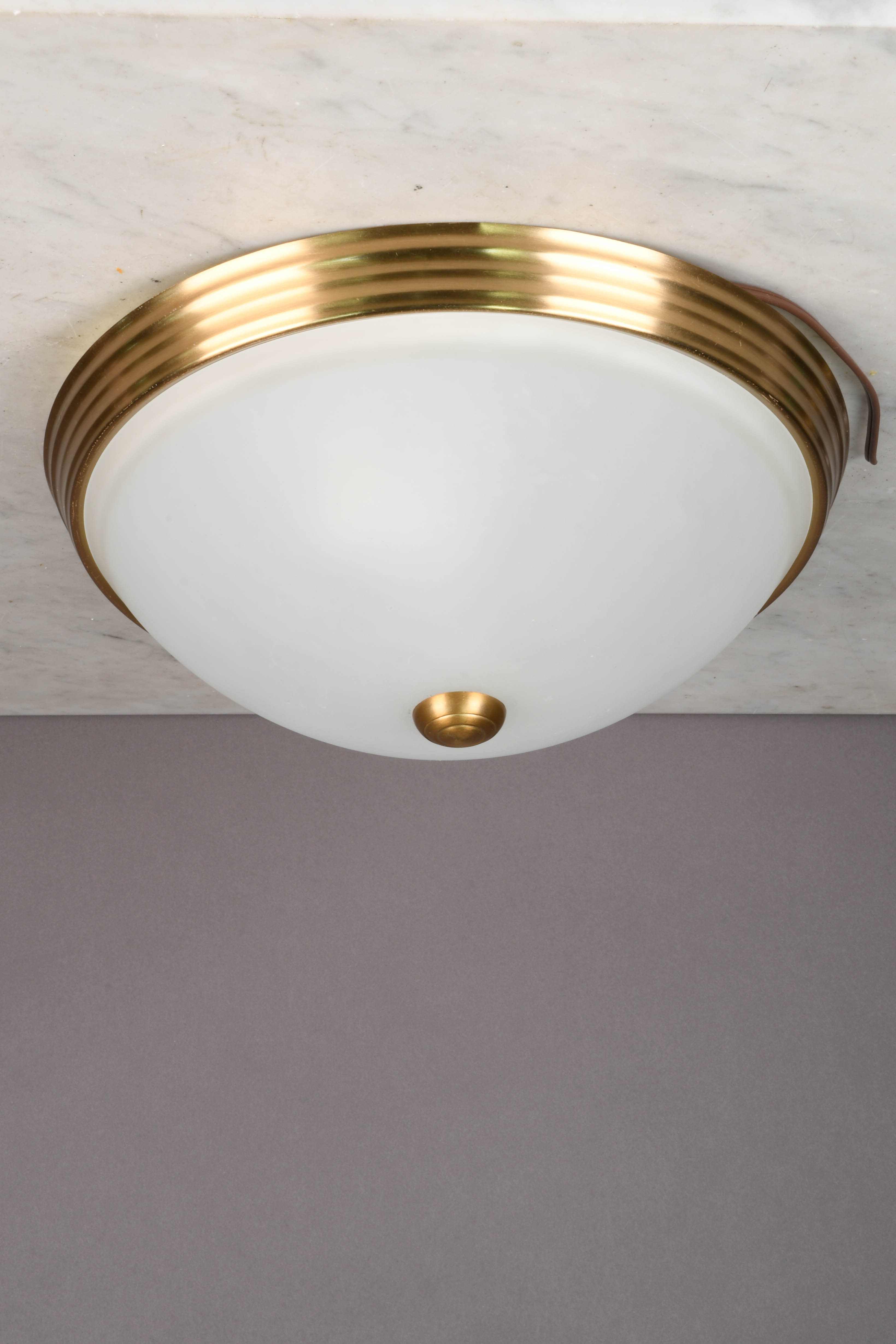 Antique Bras & Frosted Glass Flush Mount Fixture | Hanging Fixtures ...