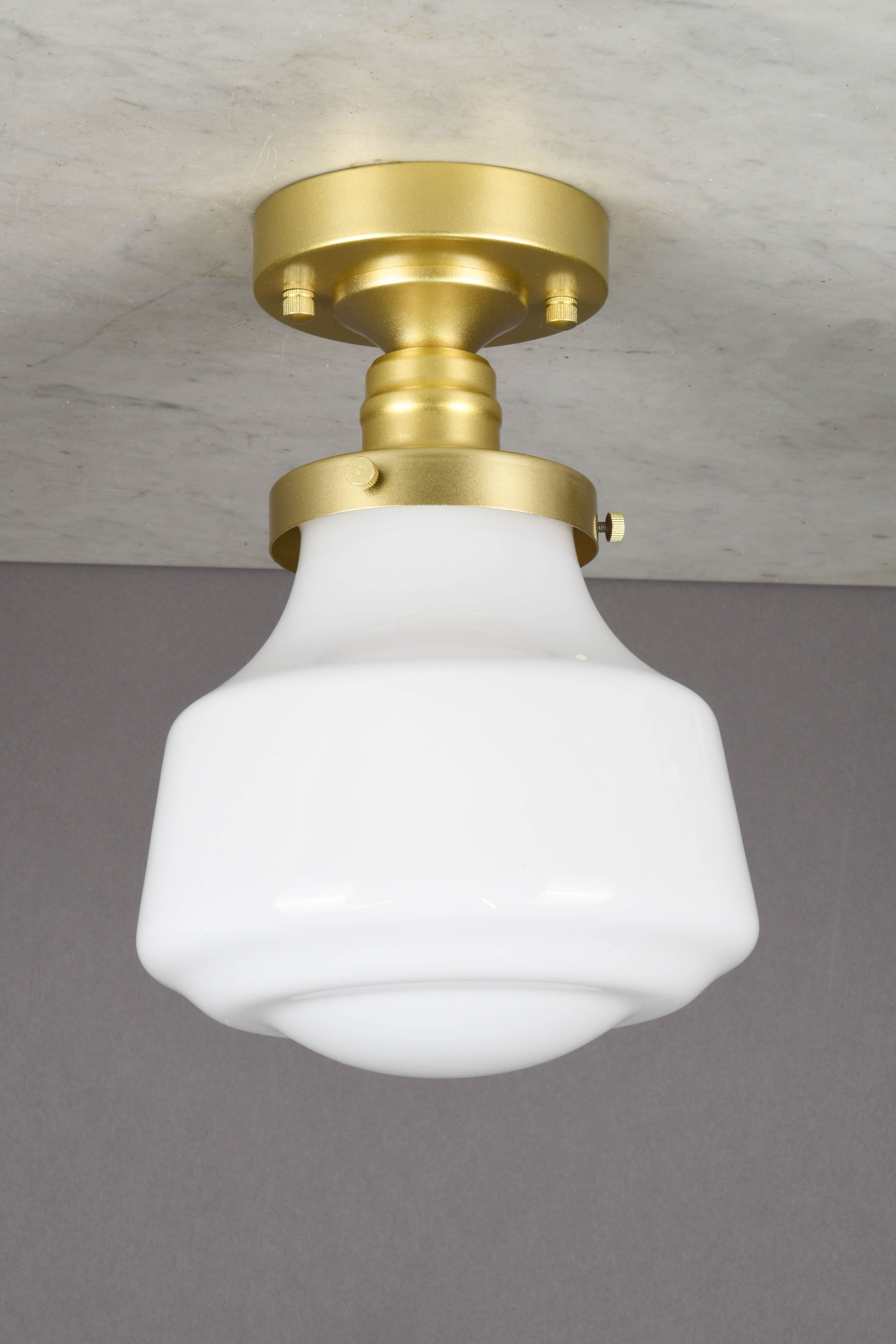 7" Glass Globe Flush Mount Fixture w/Brass Hardware | Hanging Fixtures ...