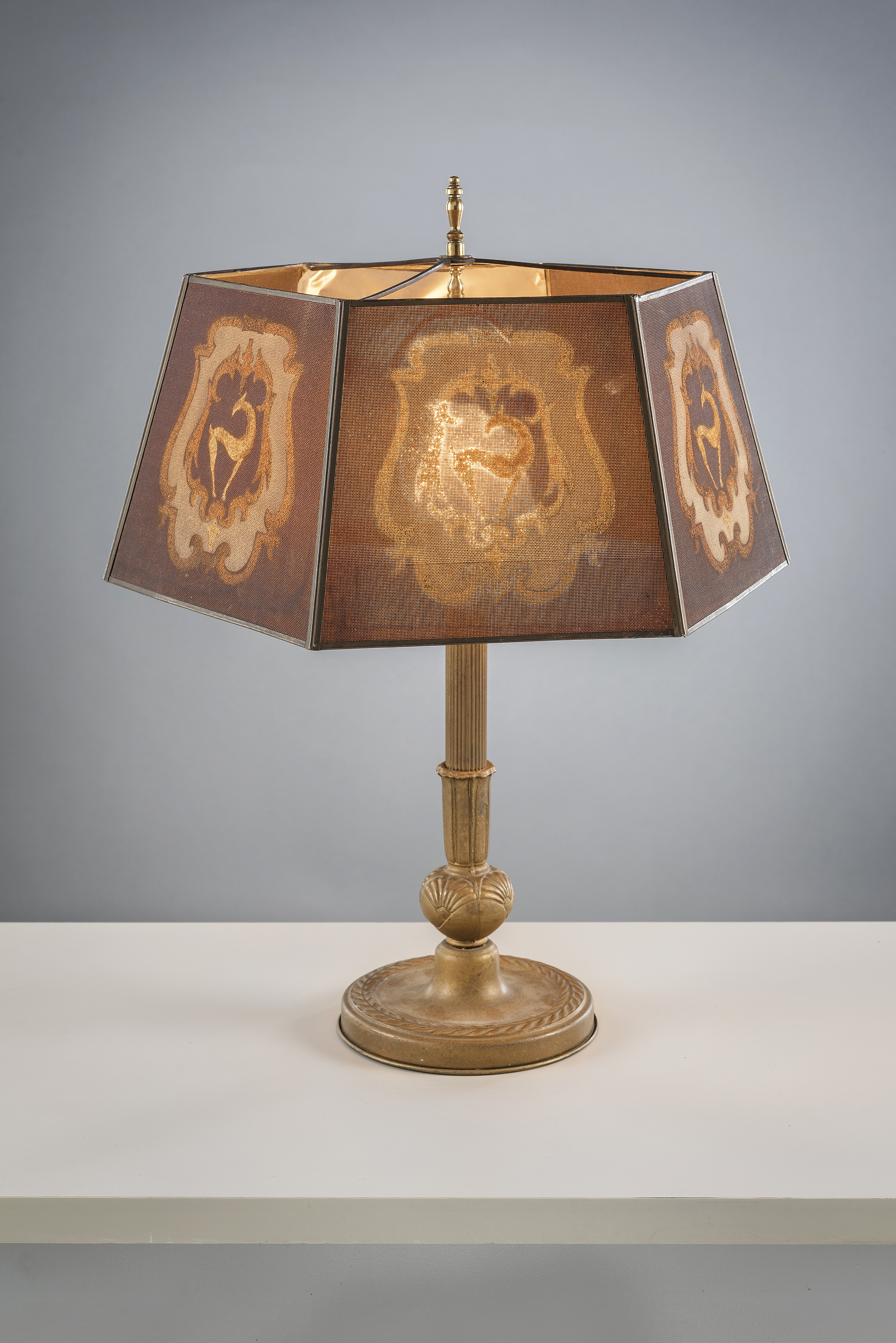 Mica Screen Shaded Antique Brass Table Lamp | Table Lamps | Collection ...