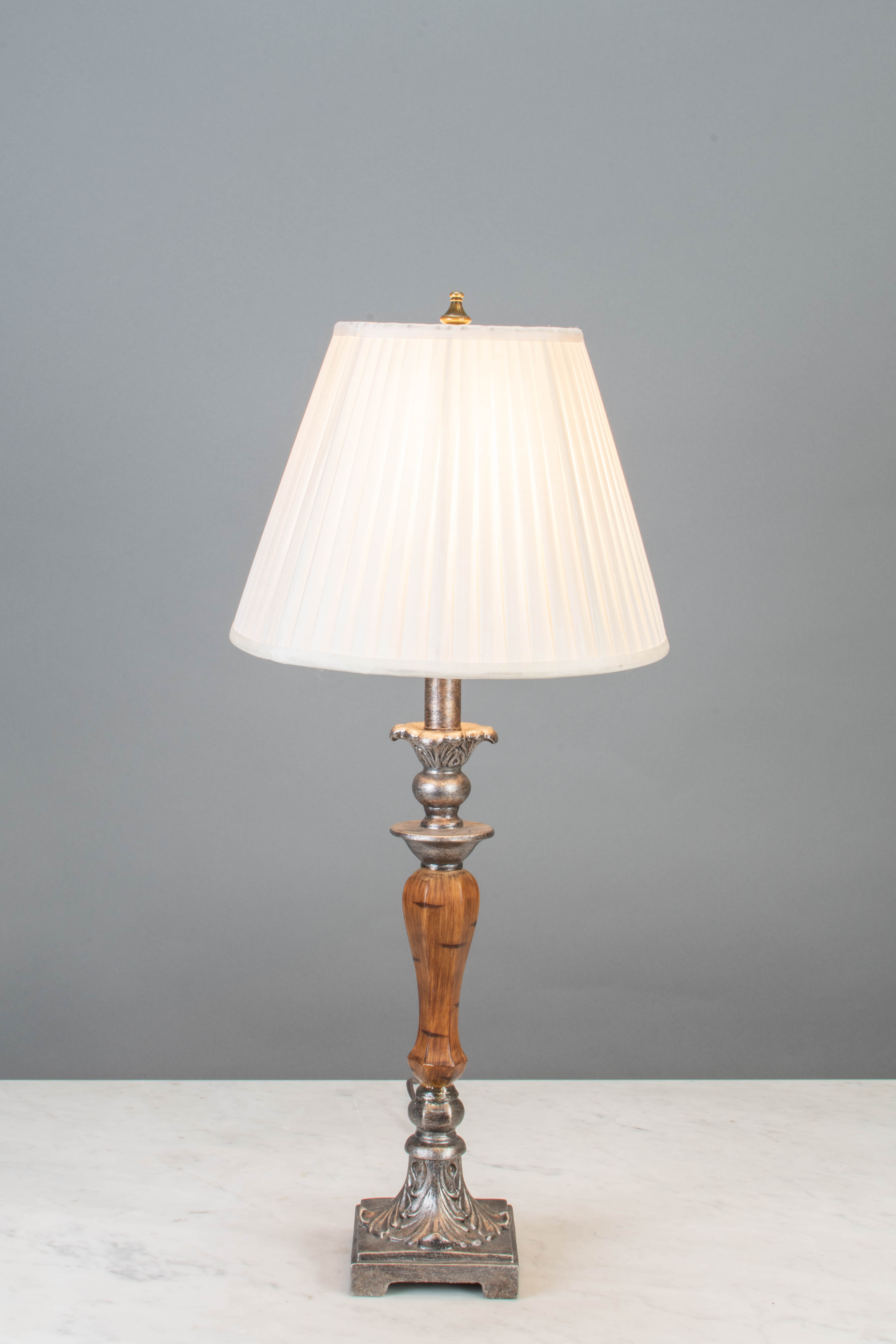 Wood & Nickel Single Candle Table Lamp | Table Lamps | Collection ...