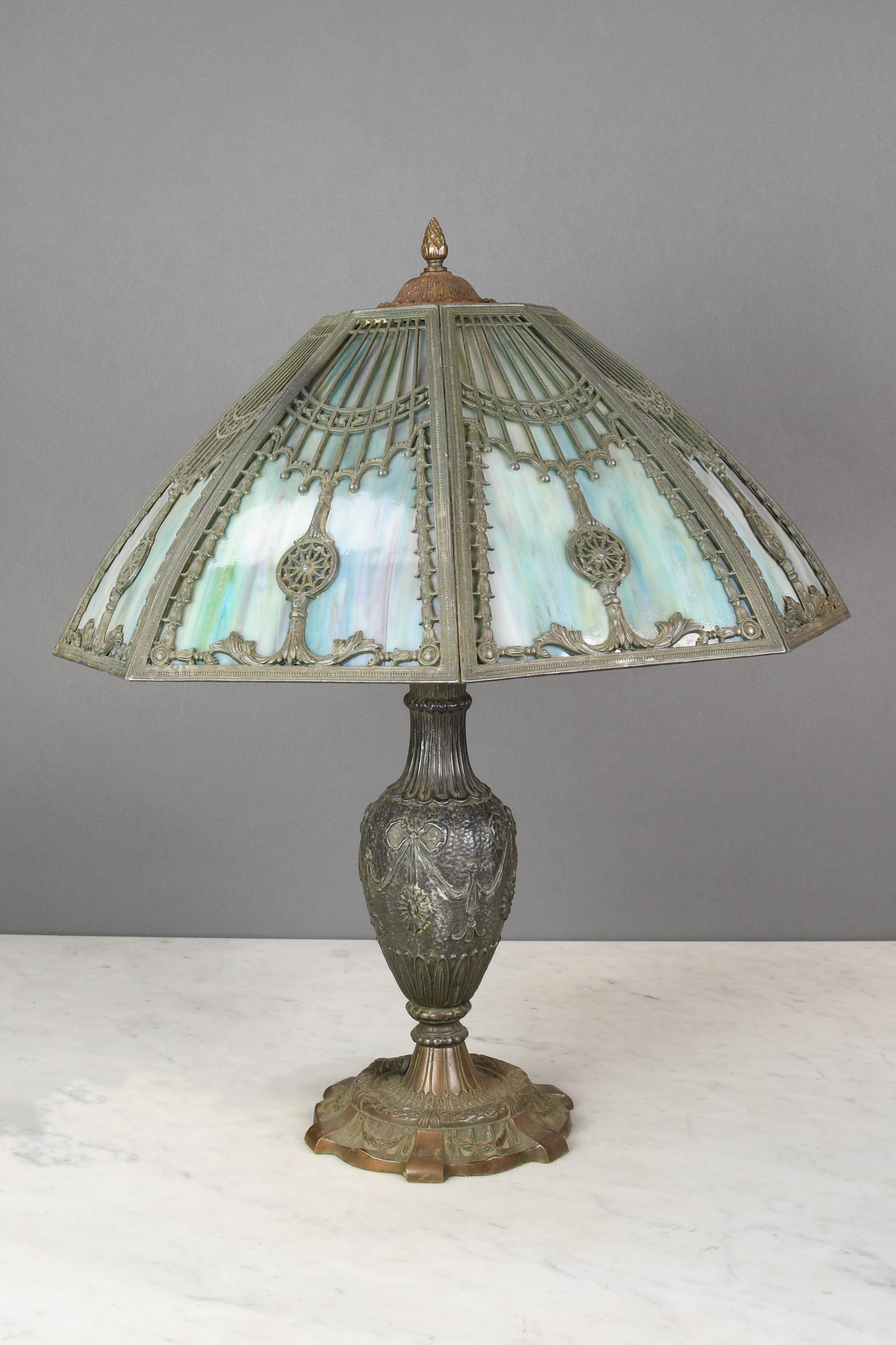 Blue Slag Glass Shaded Table Lamp | Table Lamps | Collection | City ...
