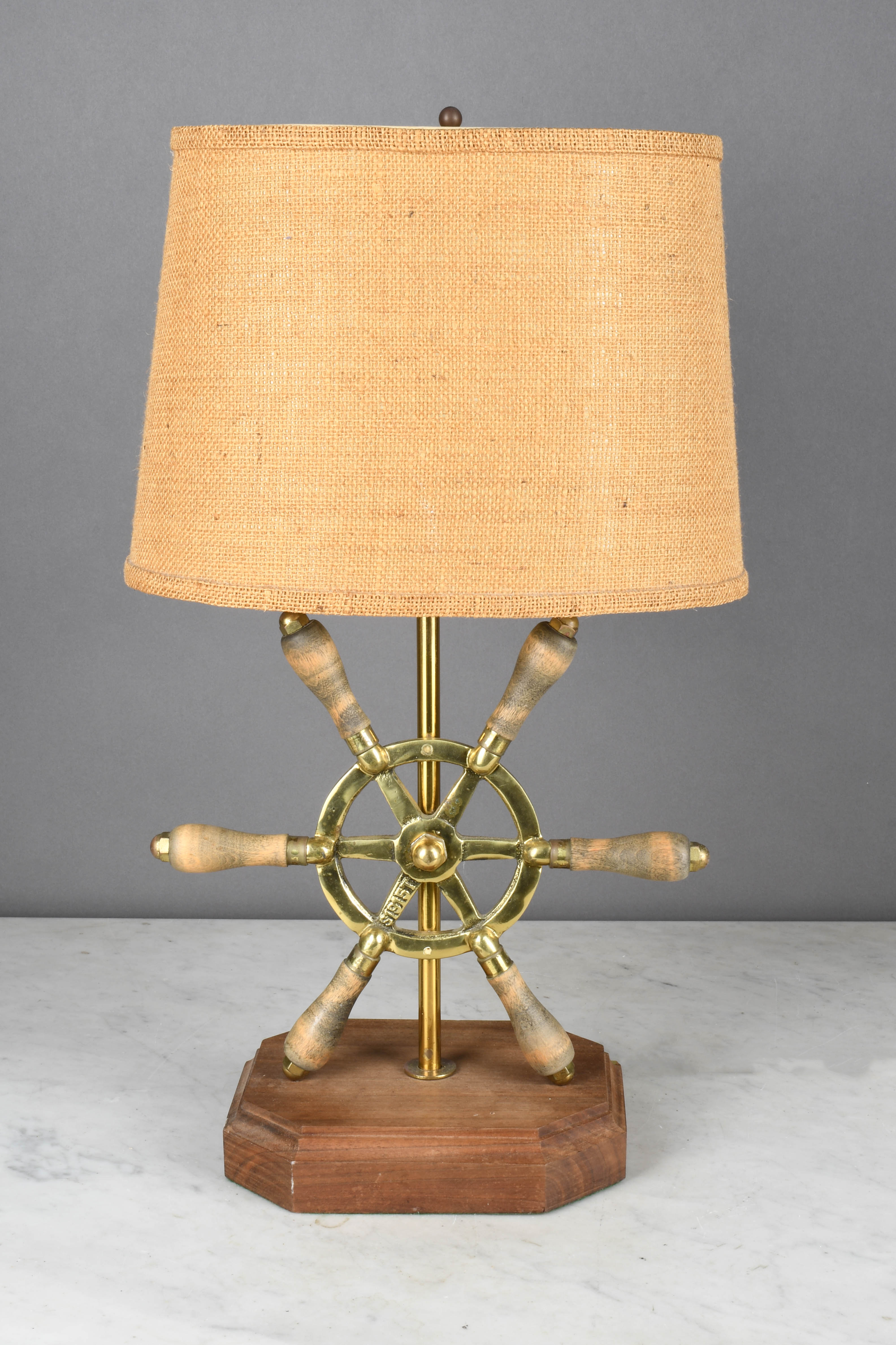 Wood & Brass Ship's Wheel Table Lamp | Table Lamps | Collection | City ...