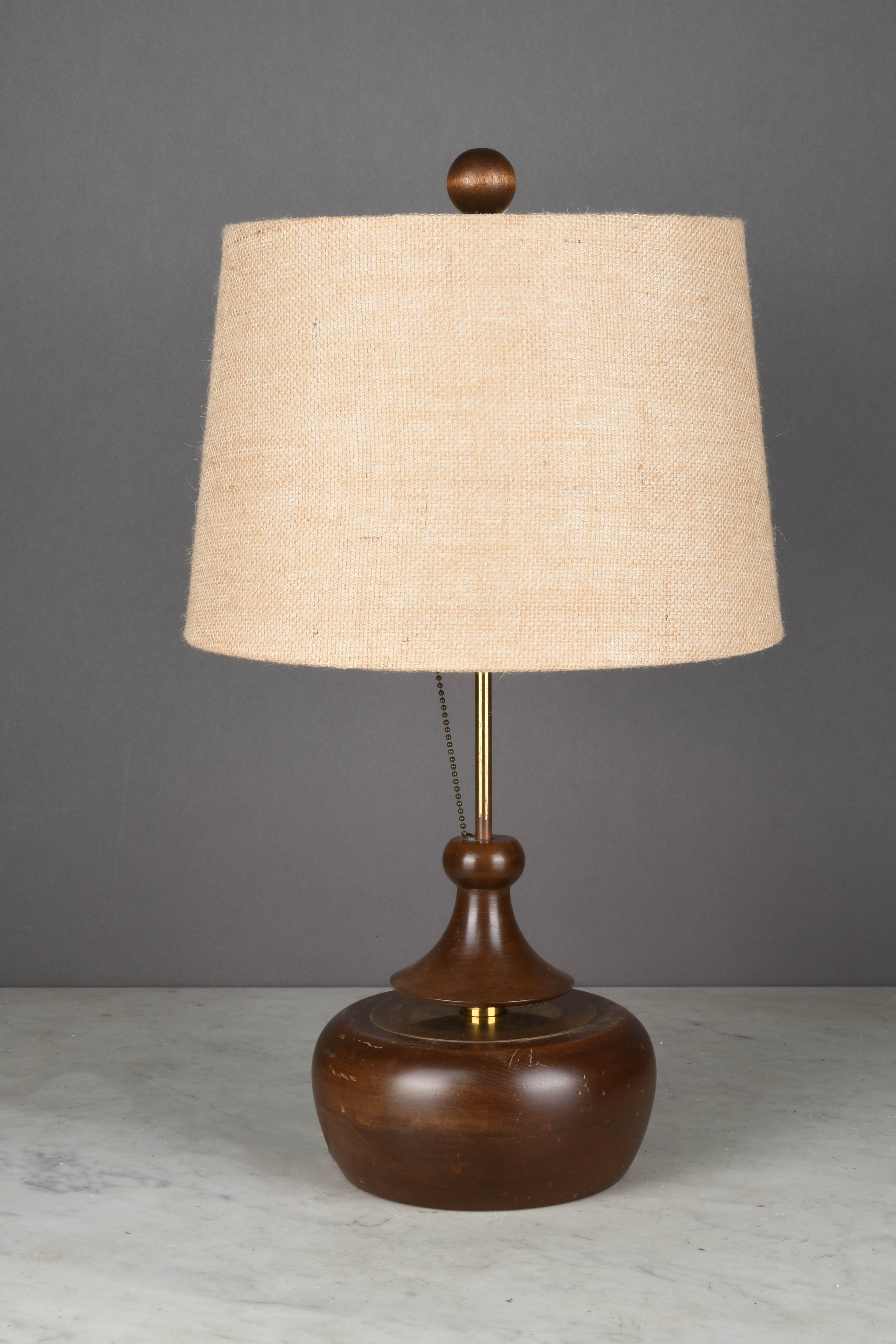Wooden Mid Century Pull Down Switch Table Lamp (Different Stain Colors ...