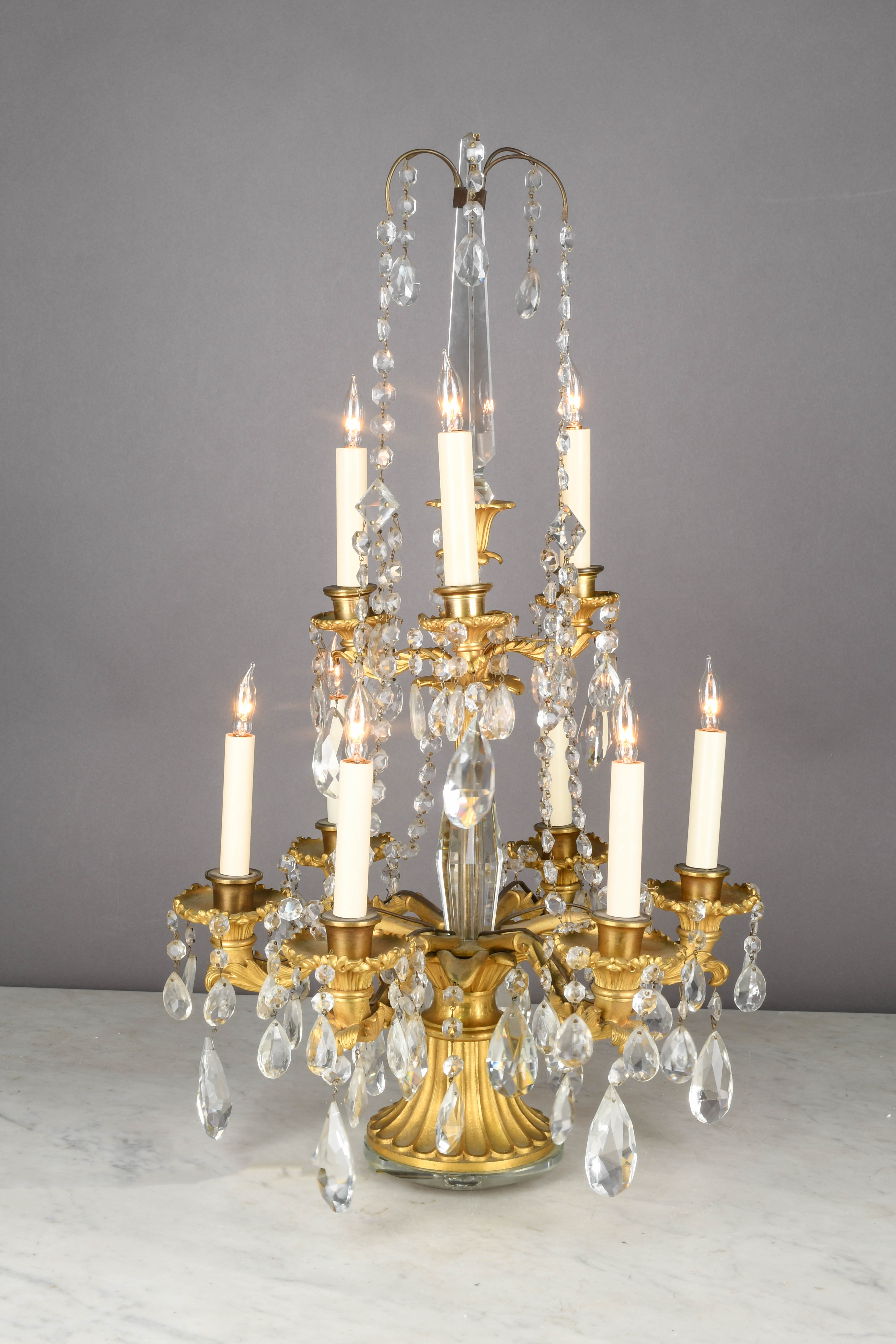 Brass & Crystal Nine Light Table Candelabra | Table Lamps | Collection ...