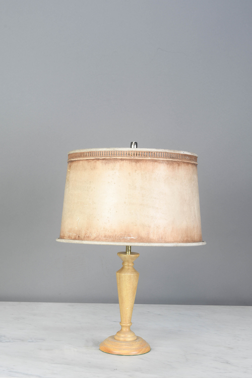 Wooden Table Lamp w/Distressed Metal Shade | Table Lamps | Collection ...