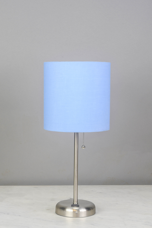 Silver Stick Lamp w/Blue Shade | Table Lamps | Collection | City ...