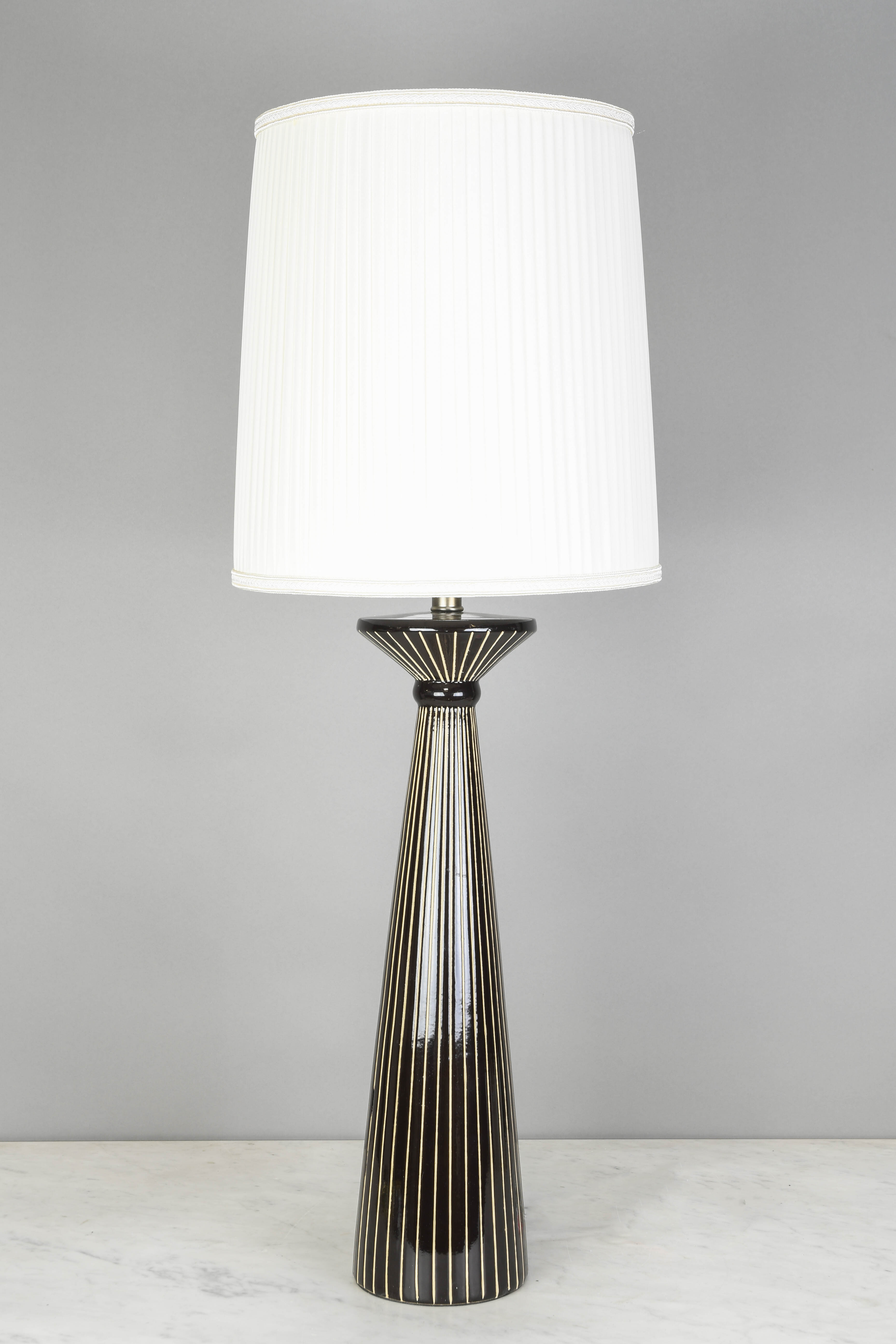 Black & Pin Striped Ceramic Table Lamp | Table Lamps | Collection ...