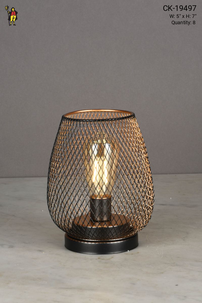 Black Caged Modern Battery Operated/LED Cafe Table Lamp | Cafe Table ...