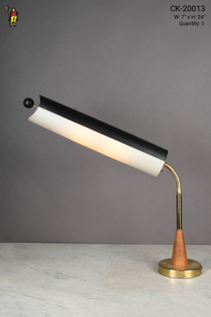 Wooden & Brass Gooseneck Linear Desk Lamp | Desk Lamps | Collection ...
