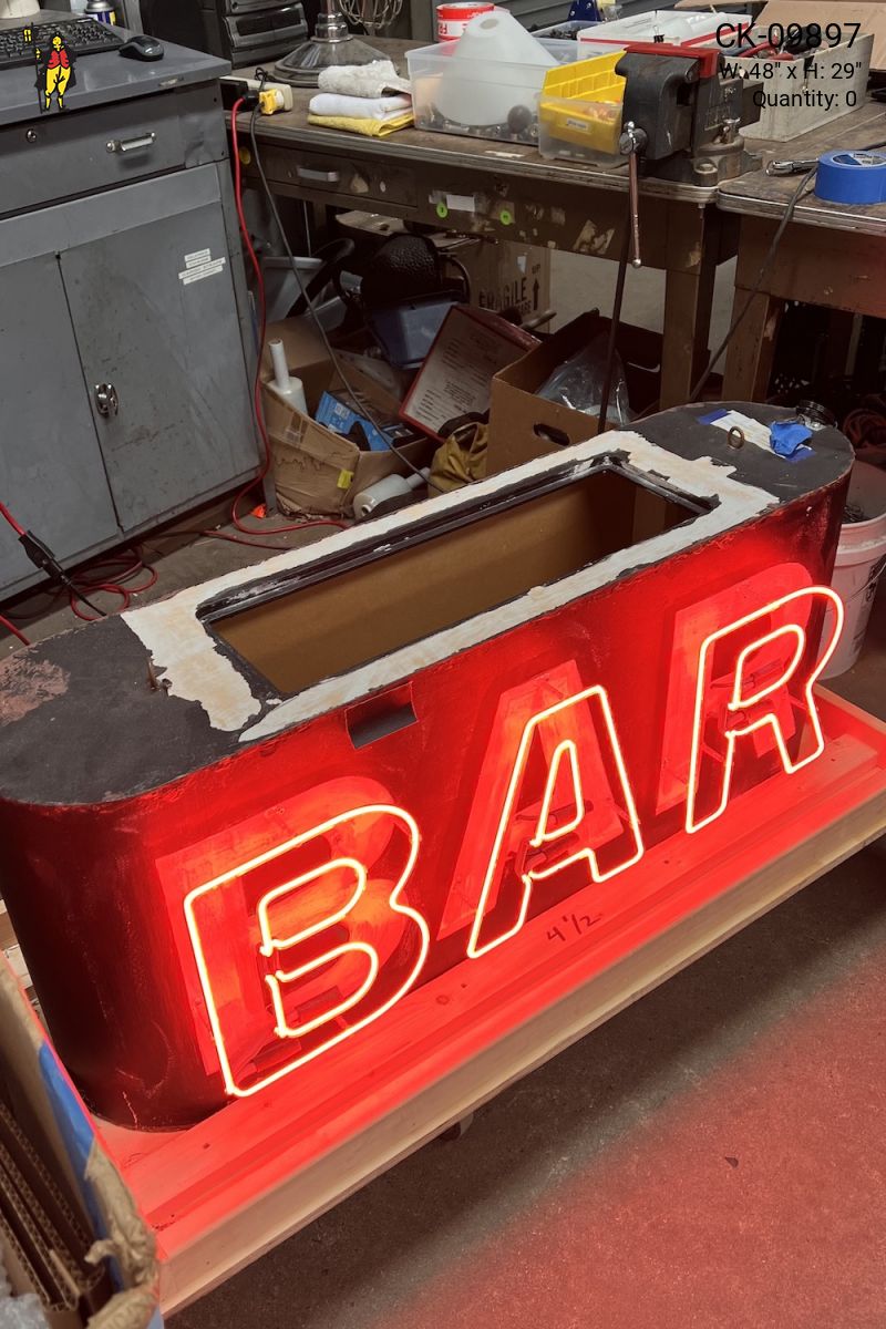 Distressed Neon "Bar" Sign (Double Sided - Hanging or Wall Mount ...