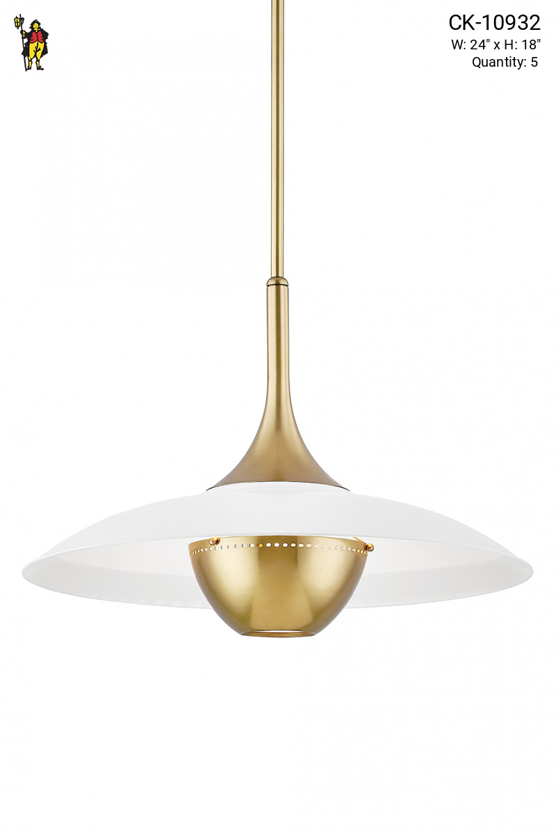 Brass & Off White Reflector Pendant | Hanging Fixtures | Collection ...