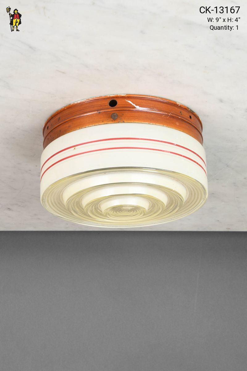 Mid Century Ribbed Glass Flush Mount Fixture | Hanging Fixtures ...
