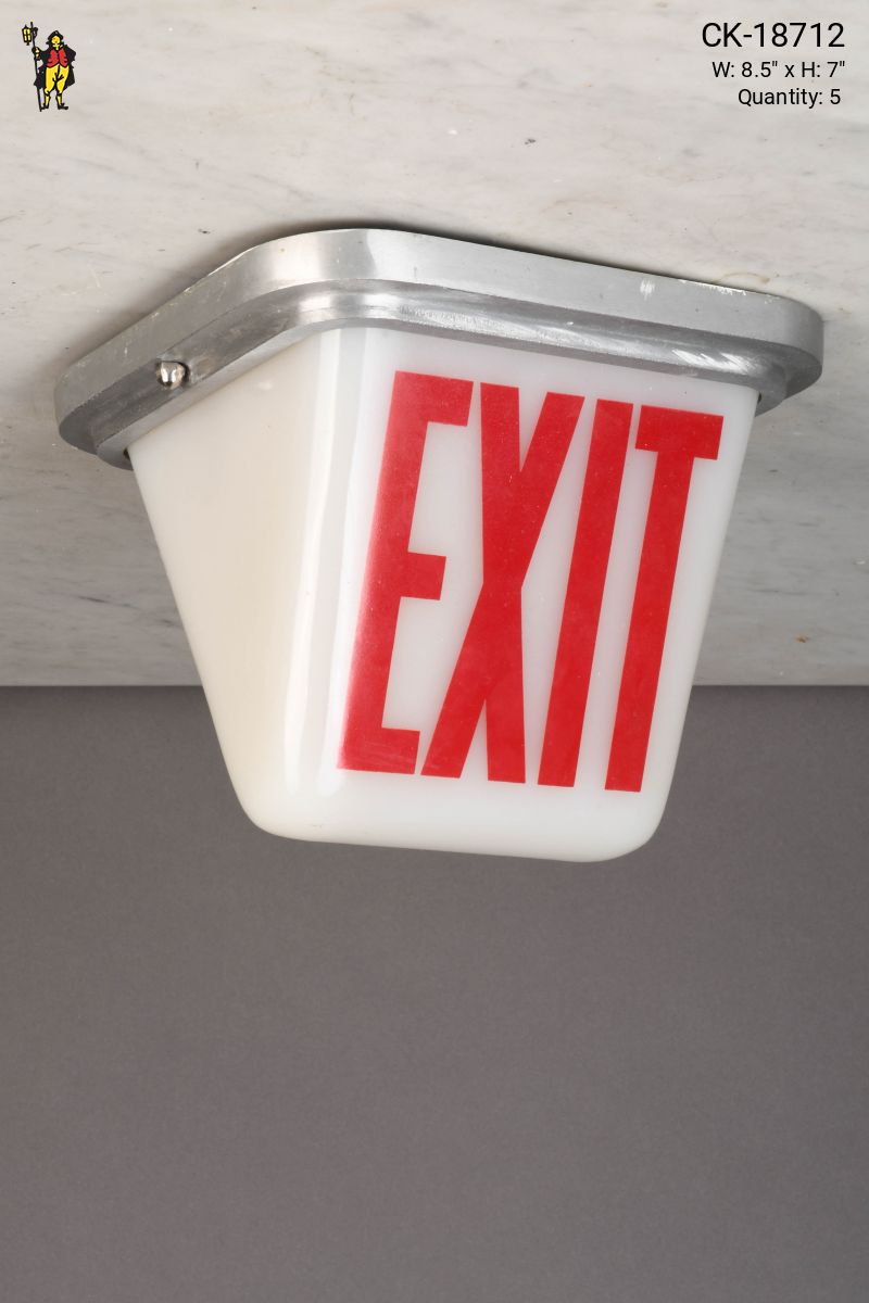Frosted Glass Triangular Flush Mount Exit Sign | Hanging Fixtures ...