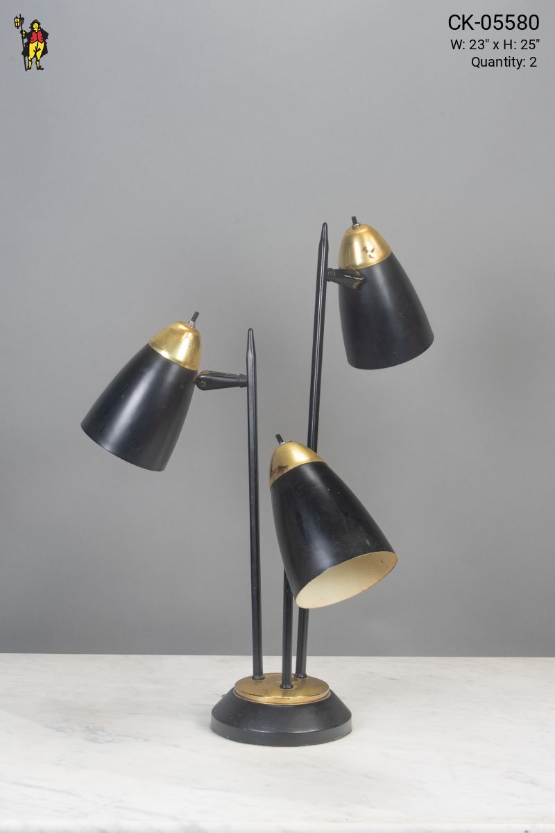 Black Three Light Table Lamp w/Bullet Reflectors | Table Lamps ...