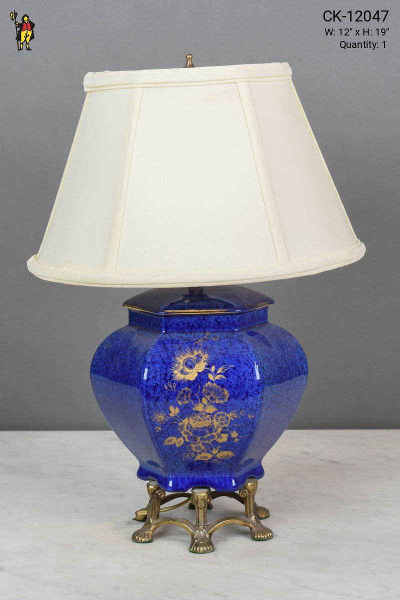 Blue Painted Footed Ceramic Table Lamp | Table Lamps | Collection ...
