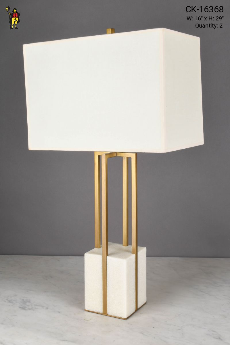 Brass Geometric Table Lamp w/Marble Base | Table Lamps | Collection ...