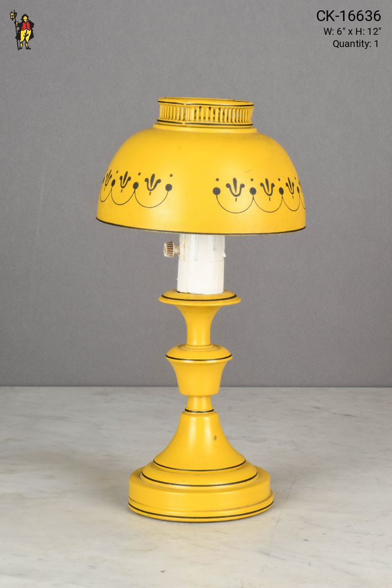 Yellow Floral Shaded Single Candle Small Table Lamp | Table Lamps ...