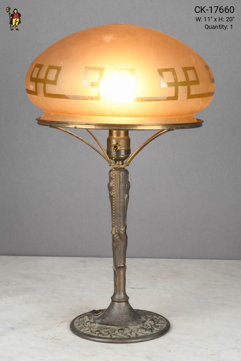 Art Deco Amber Glass Shaded Table Lamp | Table Lamps | Collection ...