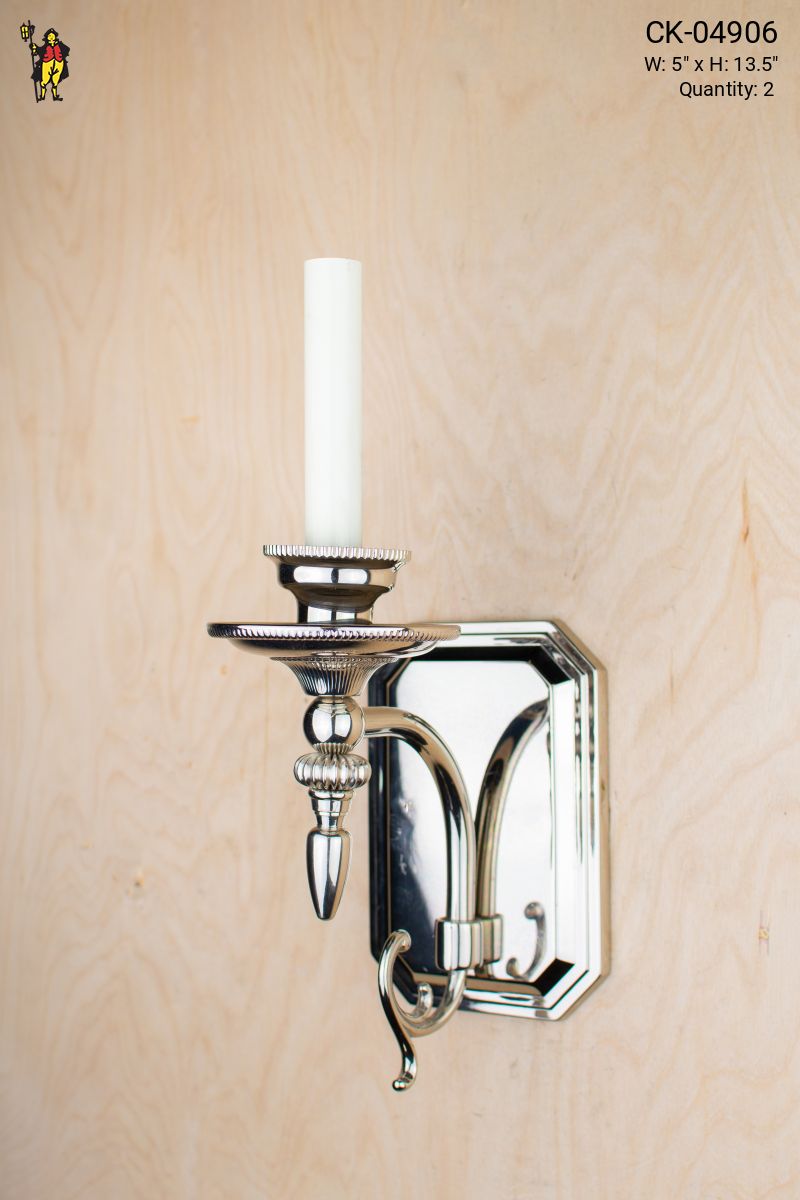 Polished Silver One Candle Wall Sconce | Wall Lights | Collection ...