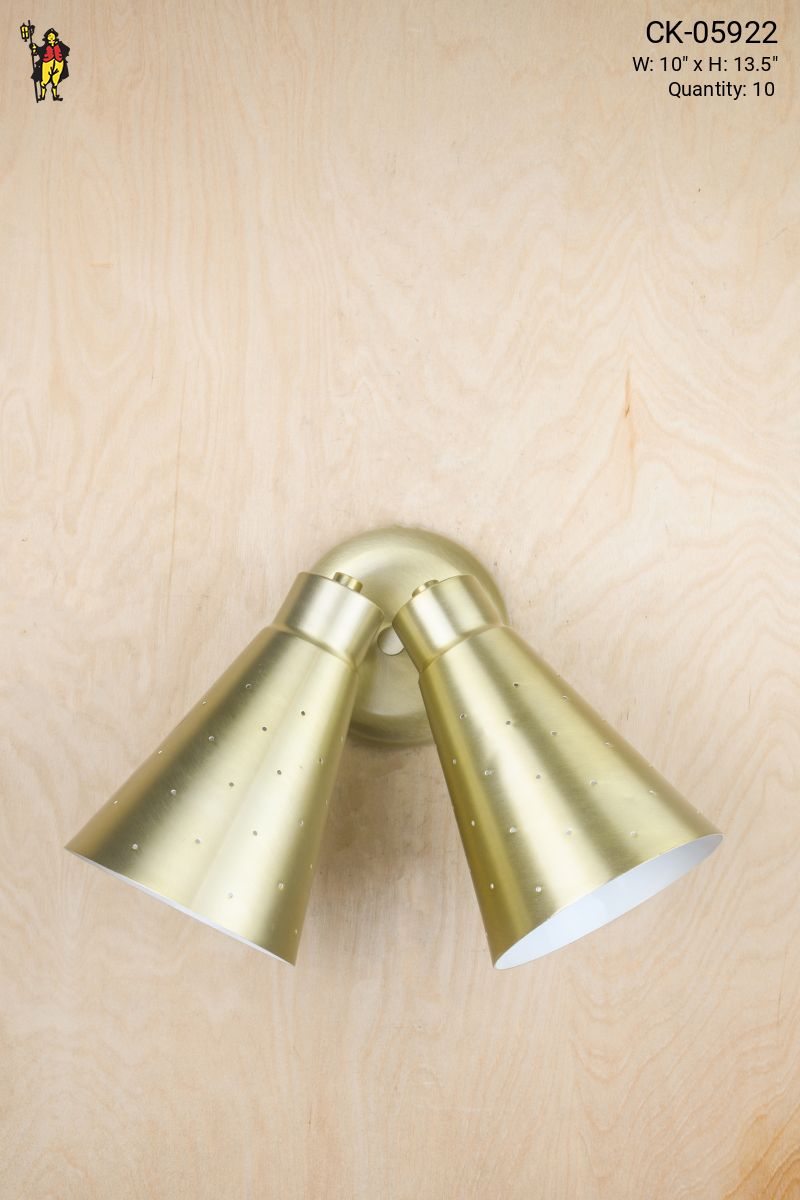 Two Light Metal Shaded Directional Brass Wall Sconce | Wall Lights ...