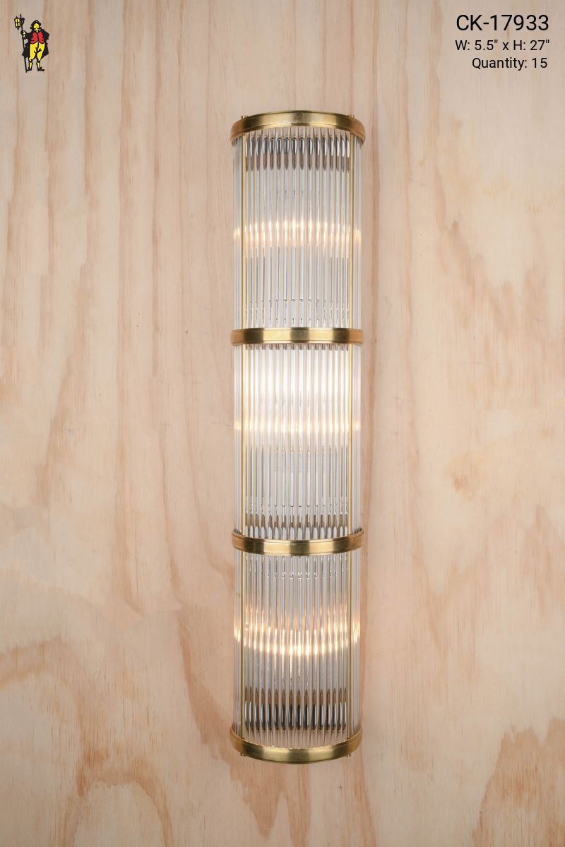 Brass & Glass Rod Tall Linear Wall Sconce | Wall Lights | Collection ...
